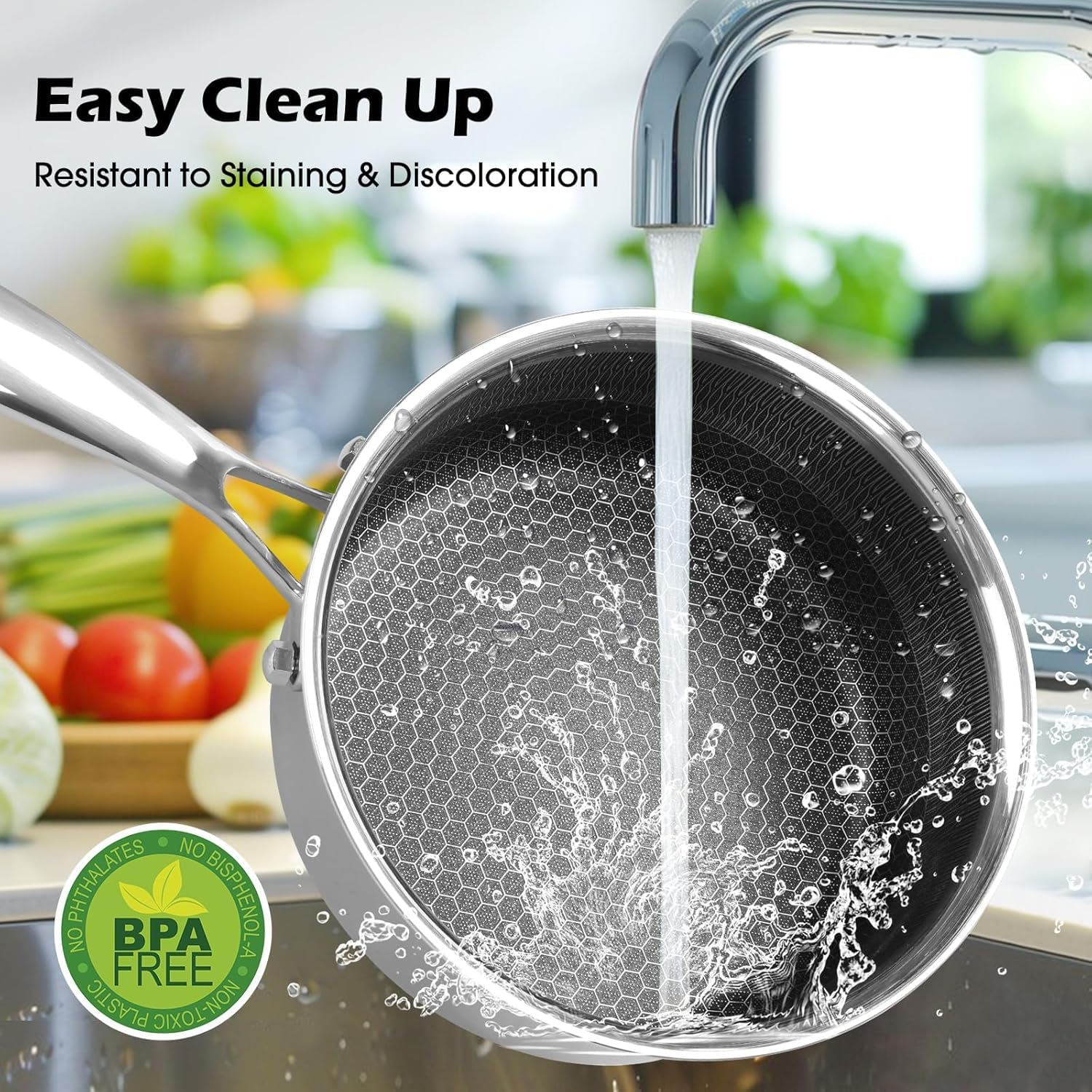 CBYJK 1QT Stainless Steel Saucepan with Lid – Honeycomb Non-Stick, Eco ...
